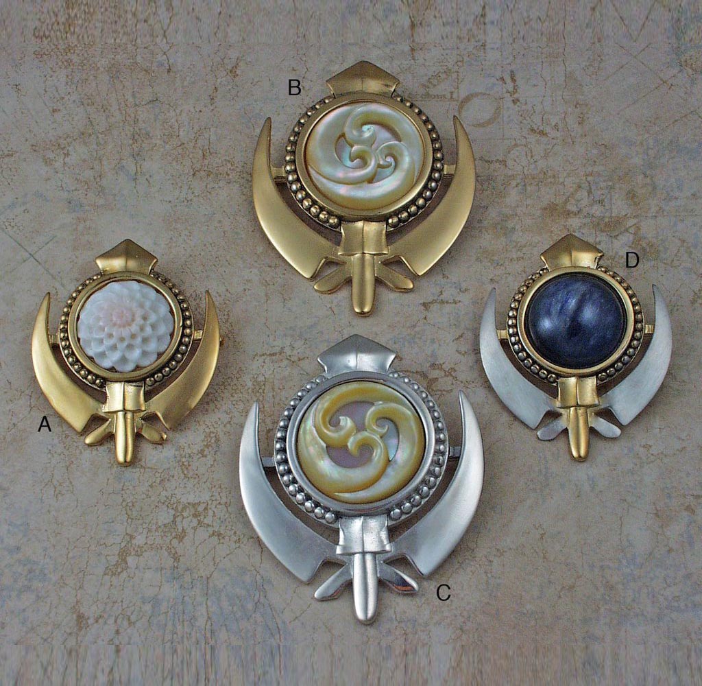 Large and extra large beaded border Khanda / Adi Shakti pin pendants ...