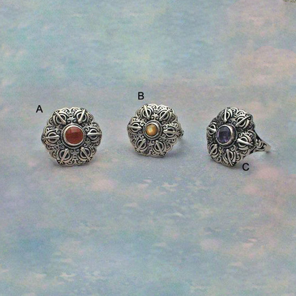 Adi Shakti Talisman Gemstone Rings | Khanda Sikh Jewelry – Khalsa Raj